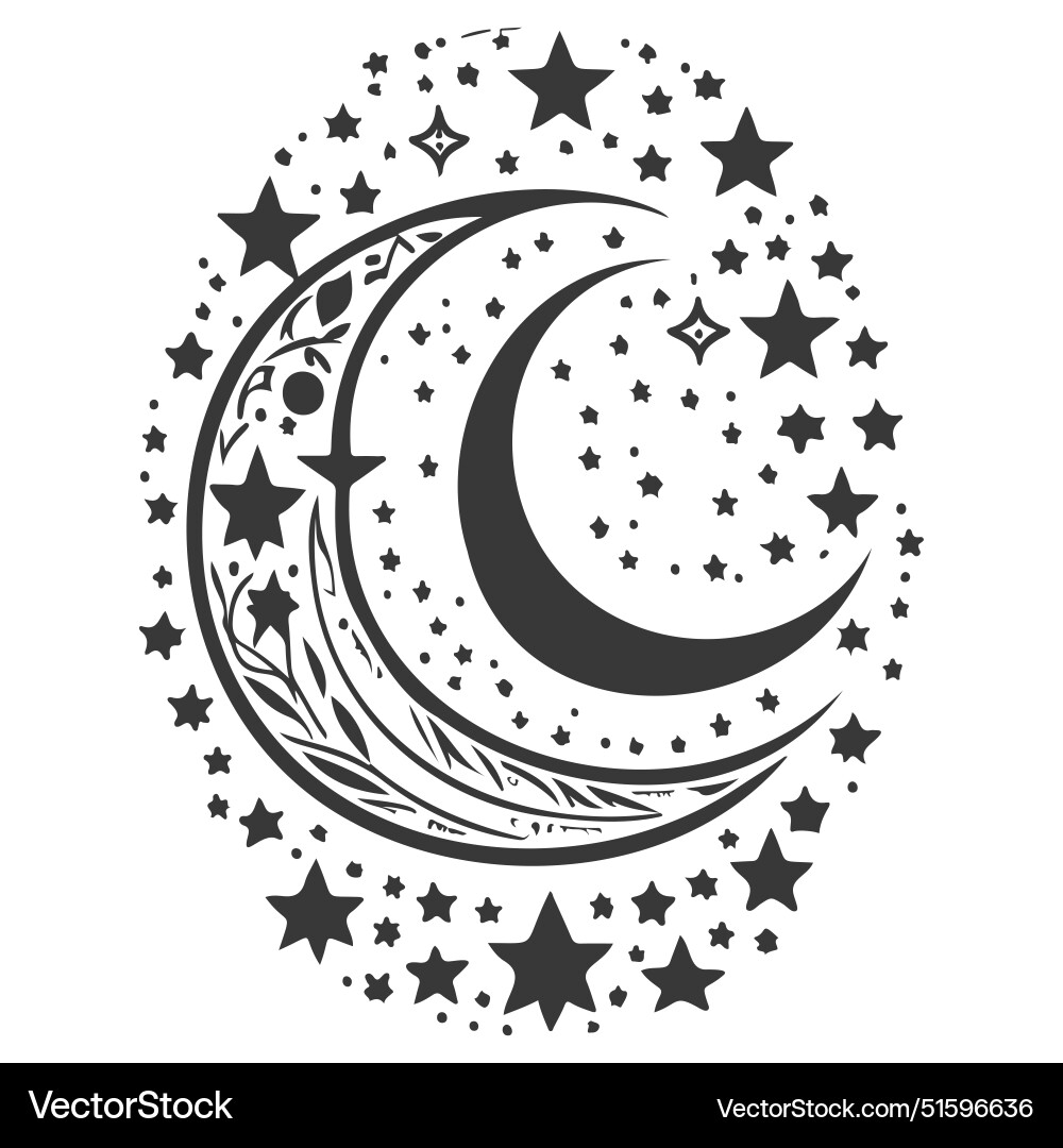 Moon star ramadan arabic islamic grey Royalty Free Vector