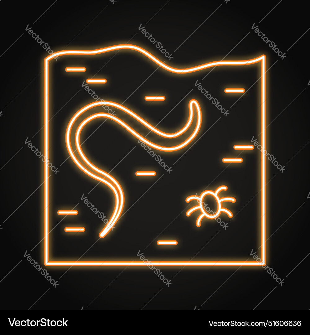 Soil with earthworm neon icon farm worm symbol Vector Image