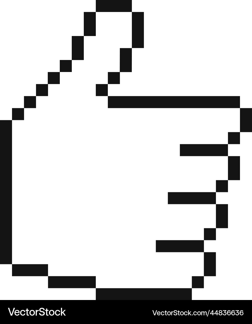 Thumbs up icon hand gesture in pixel style Vector Image