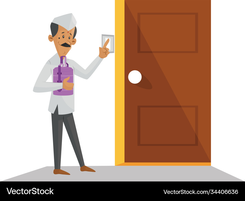 Tiffin service man Royalty Free Vector Image - VectorStock