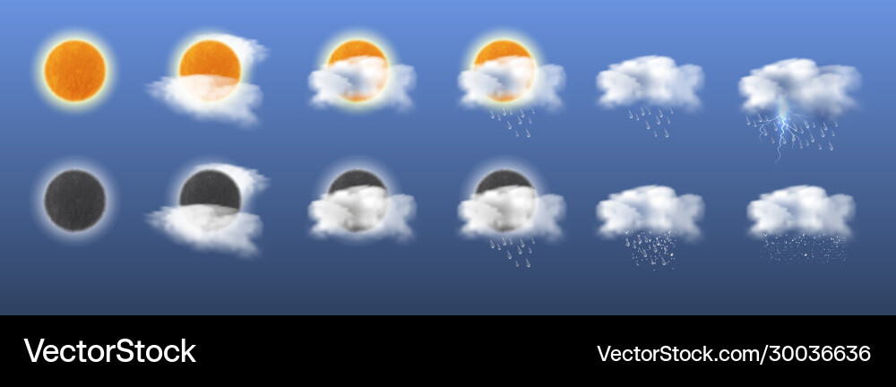 Weather forecast icon set with cloud sun Vector Image