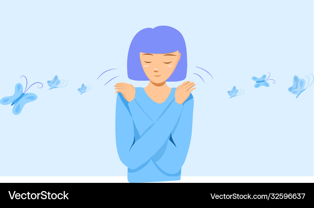 Butterfly hug a psychology technique Royalty Free Vector
