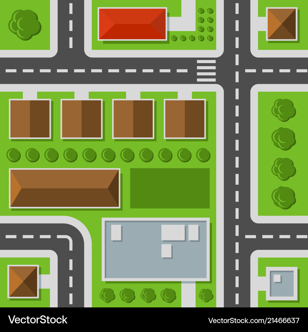 City top view town map seamless pattern Royalty Free Vector