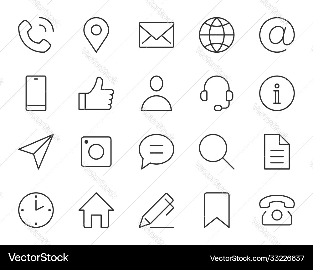 Contact us line icon minimal Royalty Free Vector Image