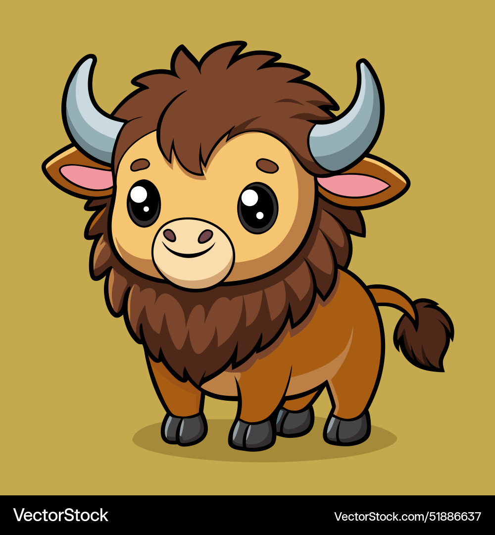 Cute bison cartoon icon Royalty Free Vector Image