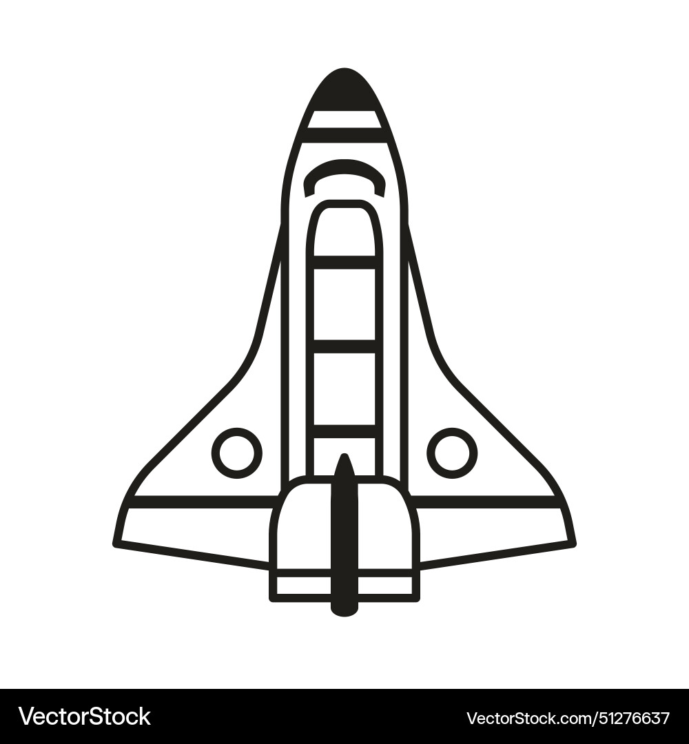 Flying space shuttle icon in line art design Vector Image