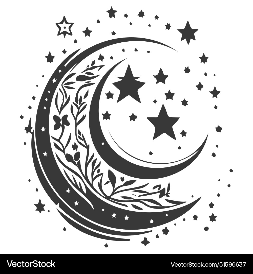 Moon star ramadan arabic islamic grey Royalty Free Vector