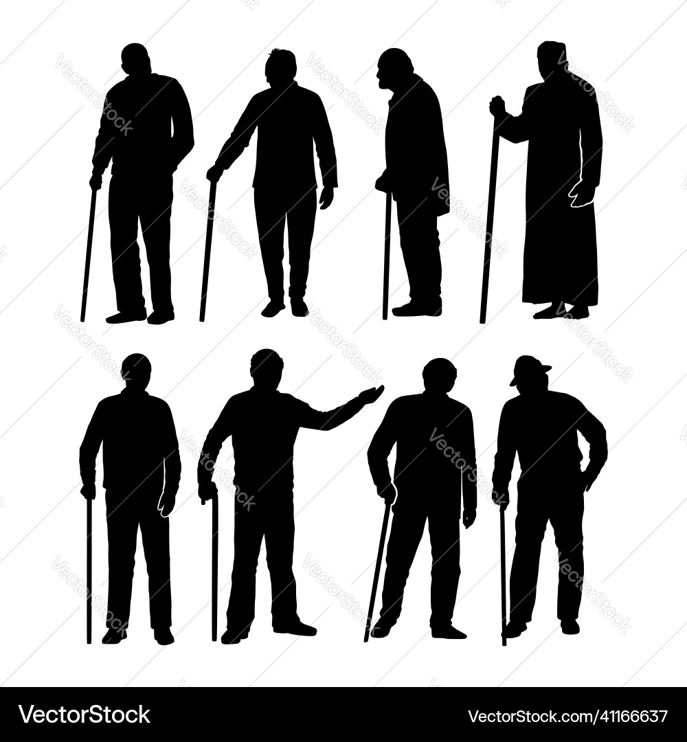 Old people silhouette Royalty Free Vector Image