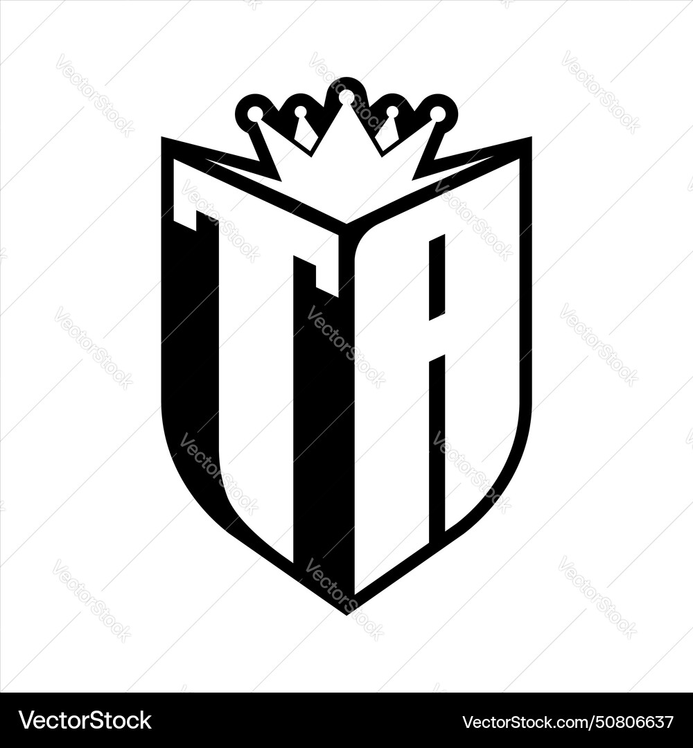 Ta letter bold monogram with shield shape Vector Image