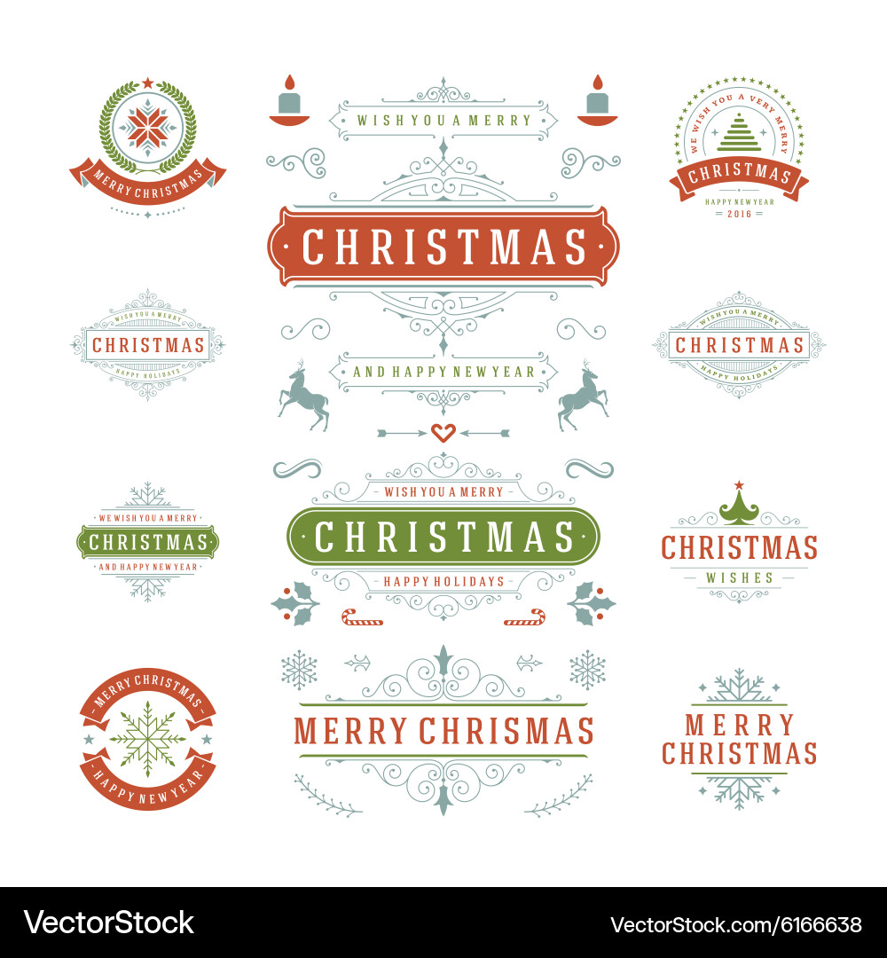 Christmas Labels & Festive Badges Royalty Free Vector