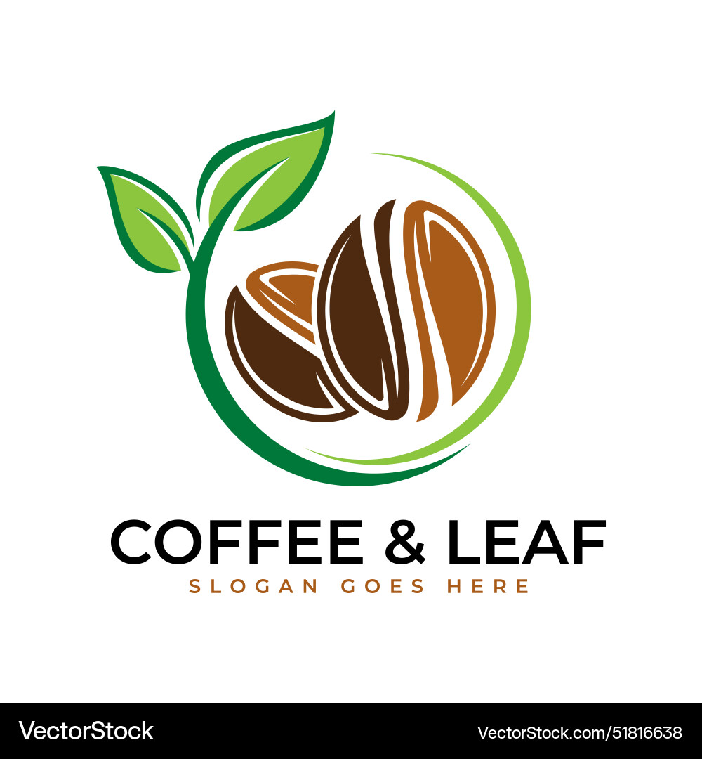 Coffee and leaf combination logo design modern Vector Image