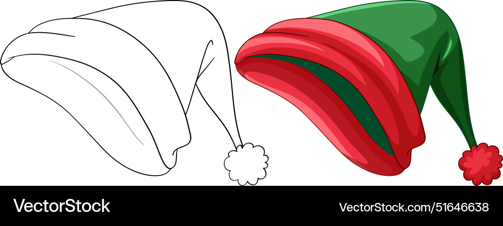 Colorful and outlined elf hat art Royalty Free Vector Image