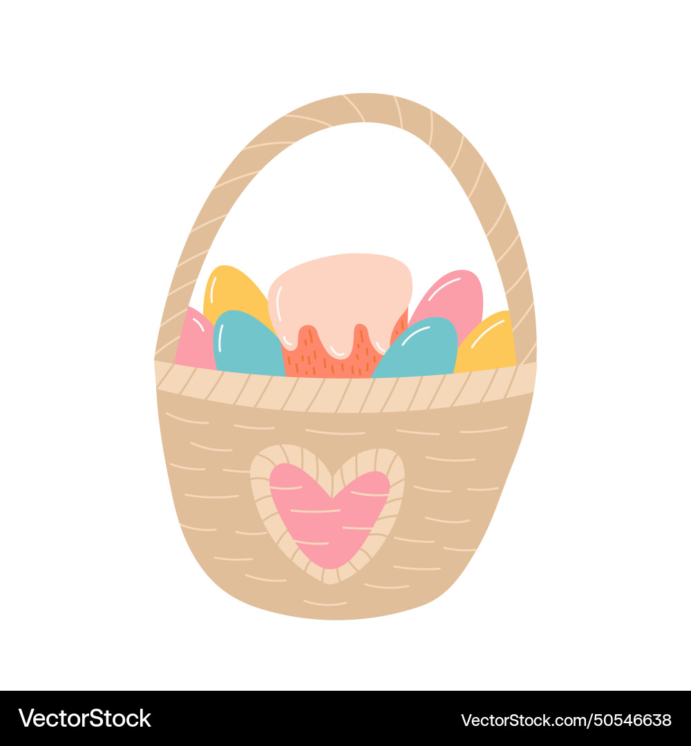 Cute easter basket Royalty Free Vector Image - VectorStock