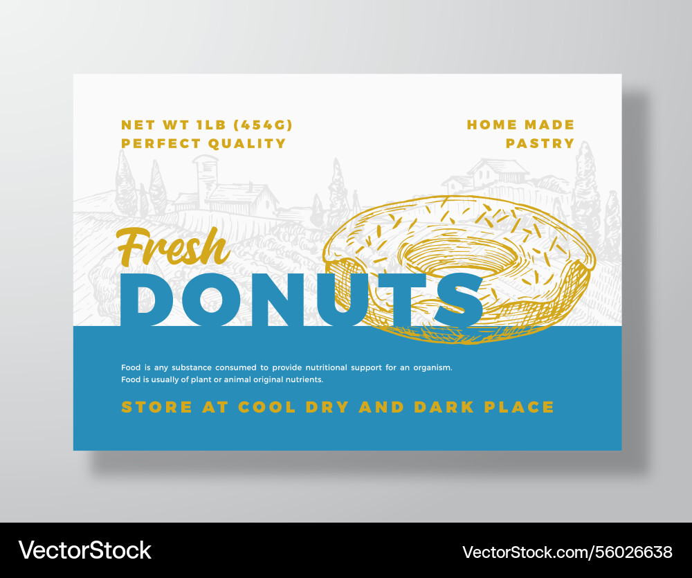 Donuts bread packaging design label Royalty Free Vector
