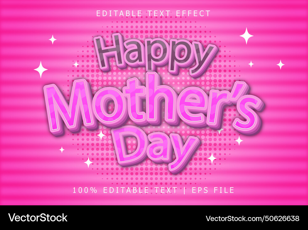 Happy mothers day editable text effect 3 Vector Image