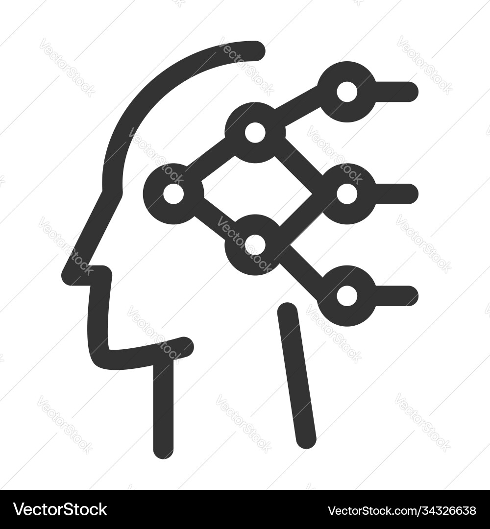 Human head with neural network inside artificial Vector Image