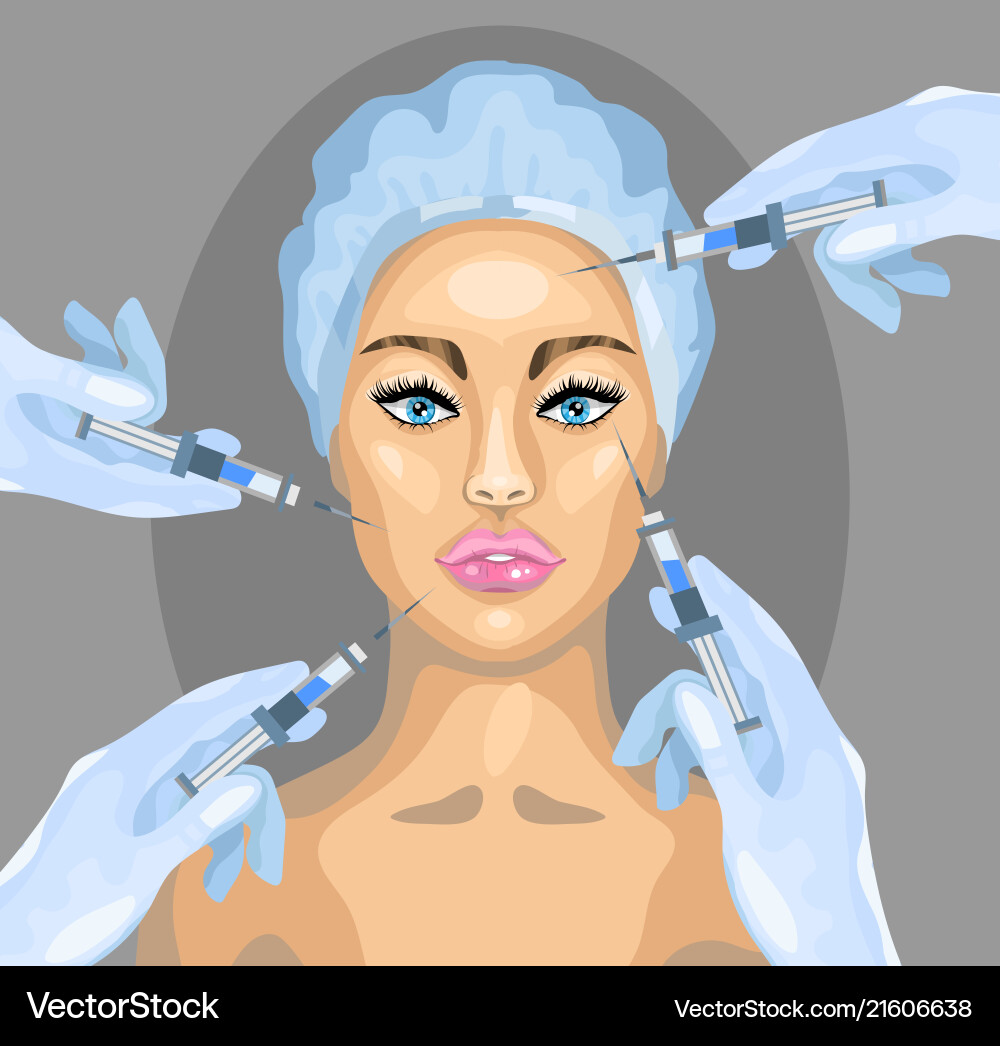 Plastic surgery botox injection Royalty Free Vector Image