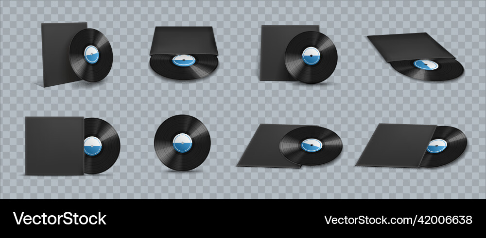 Realistic vinyl record covers mockup icon set Vector Image