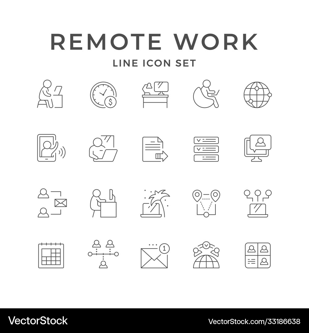 Remote Work Icons - Productivity Royalty Free Vector Image
