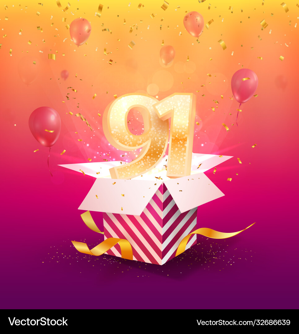 91st years anniversary design element Royalty Free Vector