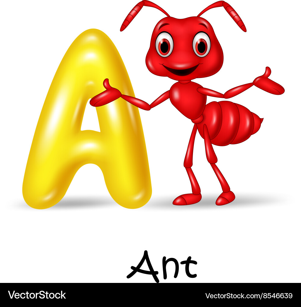 Cartoon Ant Letter A Royalty Free Vector Image