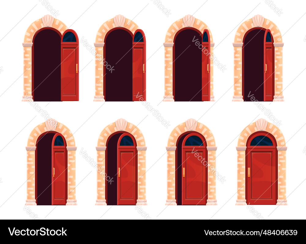 Cartoon open door motion animation sprite Vector Image