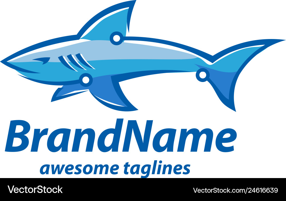 Creative tech and shark logo concept Royalty Free Vector