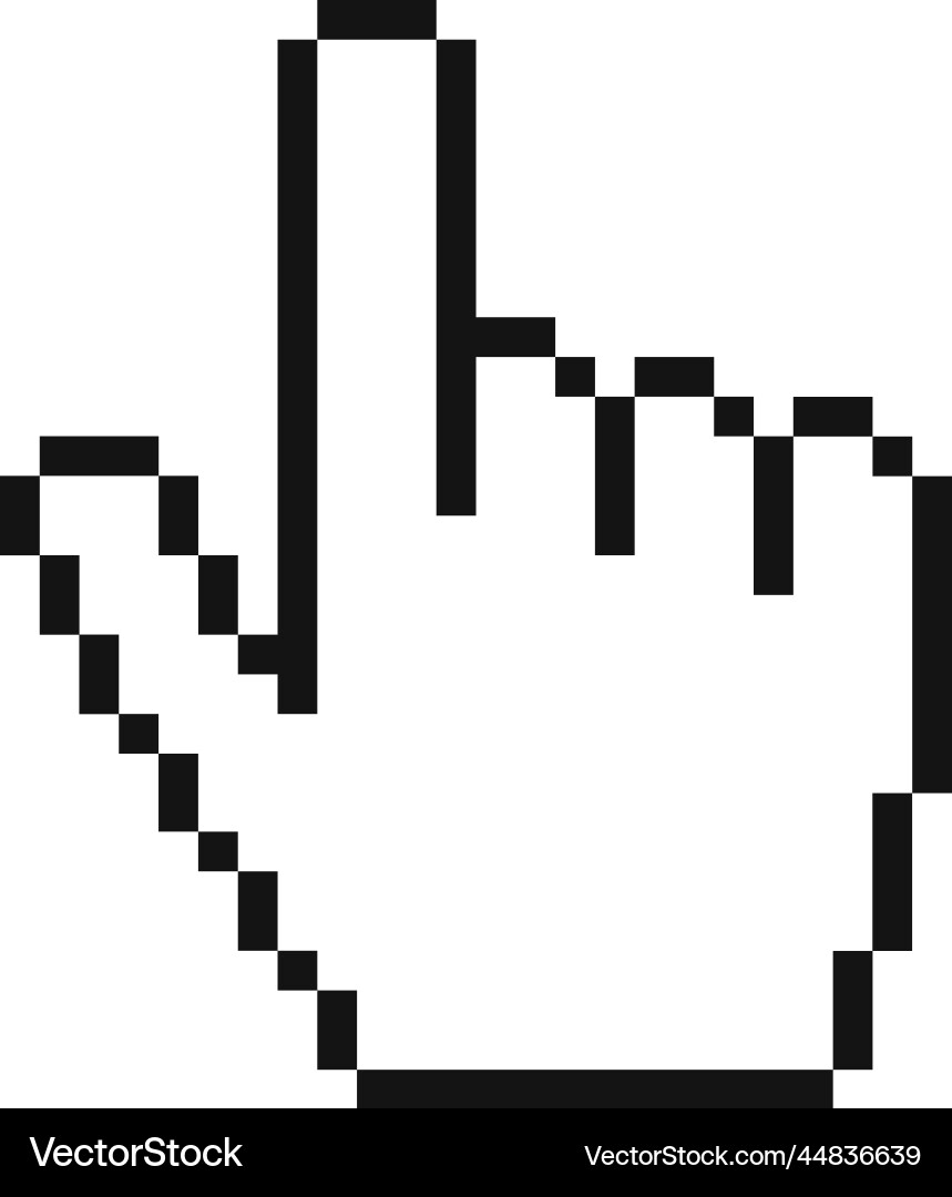 Forefinger cursor in pixel style pointing finger Vector Image