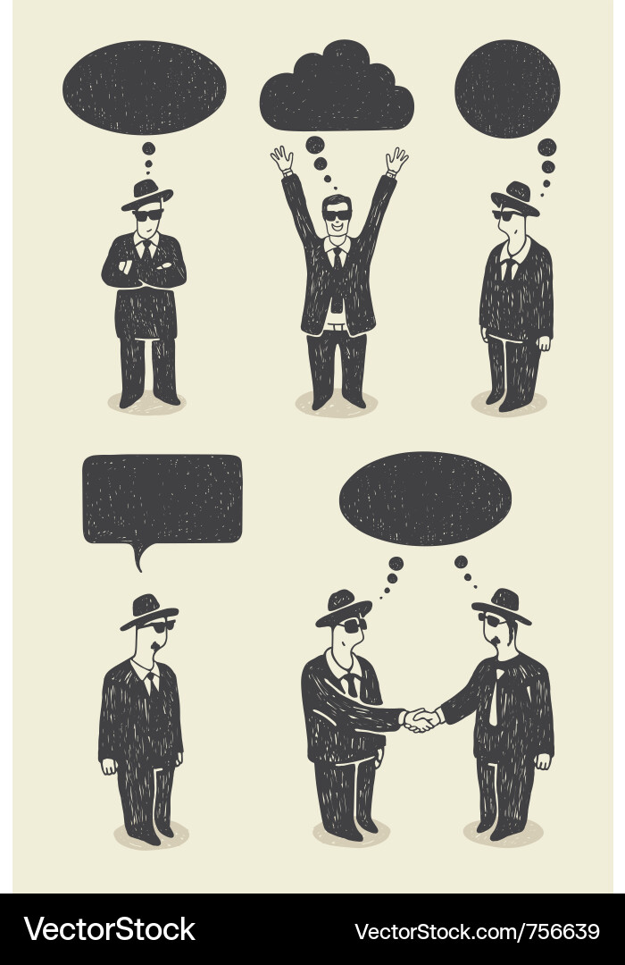 Hand drawn mans thinking Royalty Free Vector Image