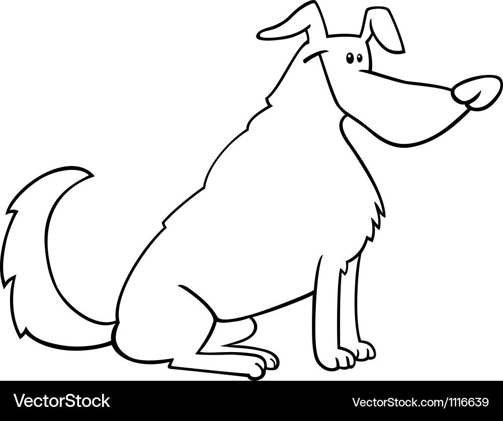 Sitting dog cartoon for coloring book Royalty Free Vector