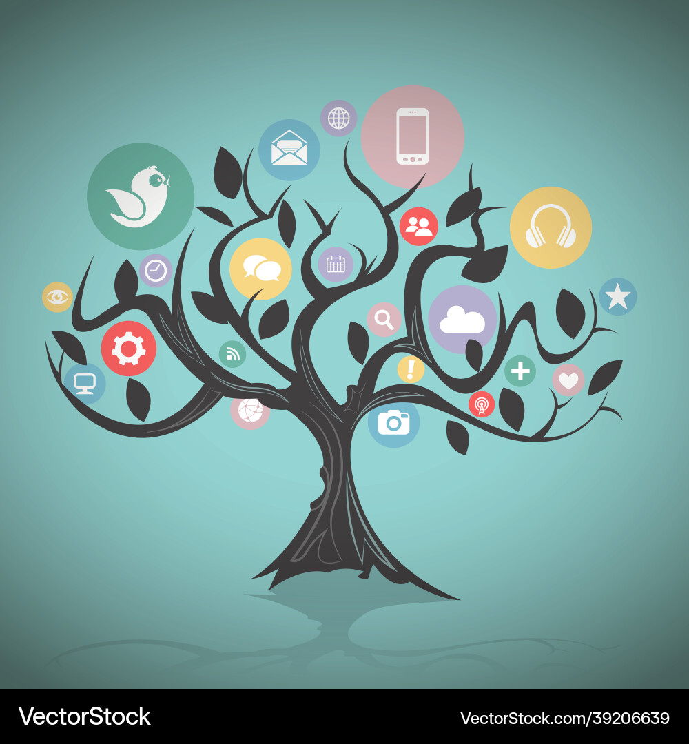 Social media tree Royalty Free Vector Image - VectorStock
