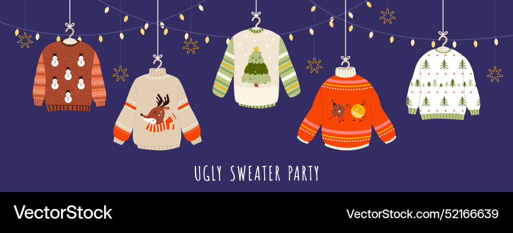 Ugly sweater banner cozy winter sweaters Vector Image