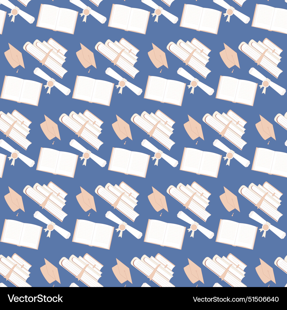 Colorful and scholarly seamless pattern with open Vector Image
