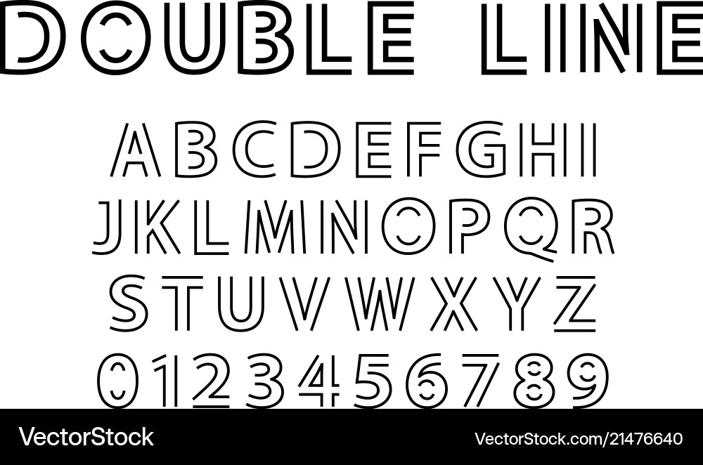 Double line font Royalty Free Vector Image - VectorStock