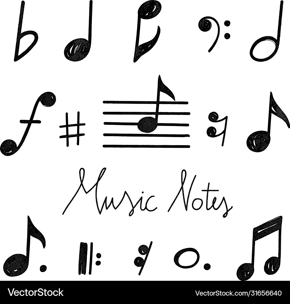 Hand drawn music notes Royalty Free Vector Image