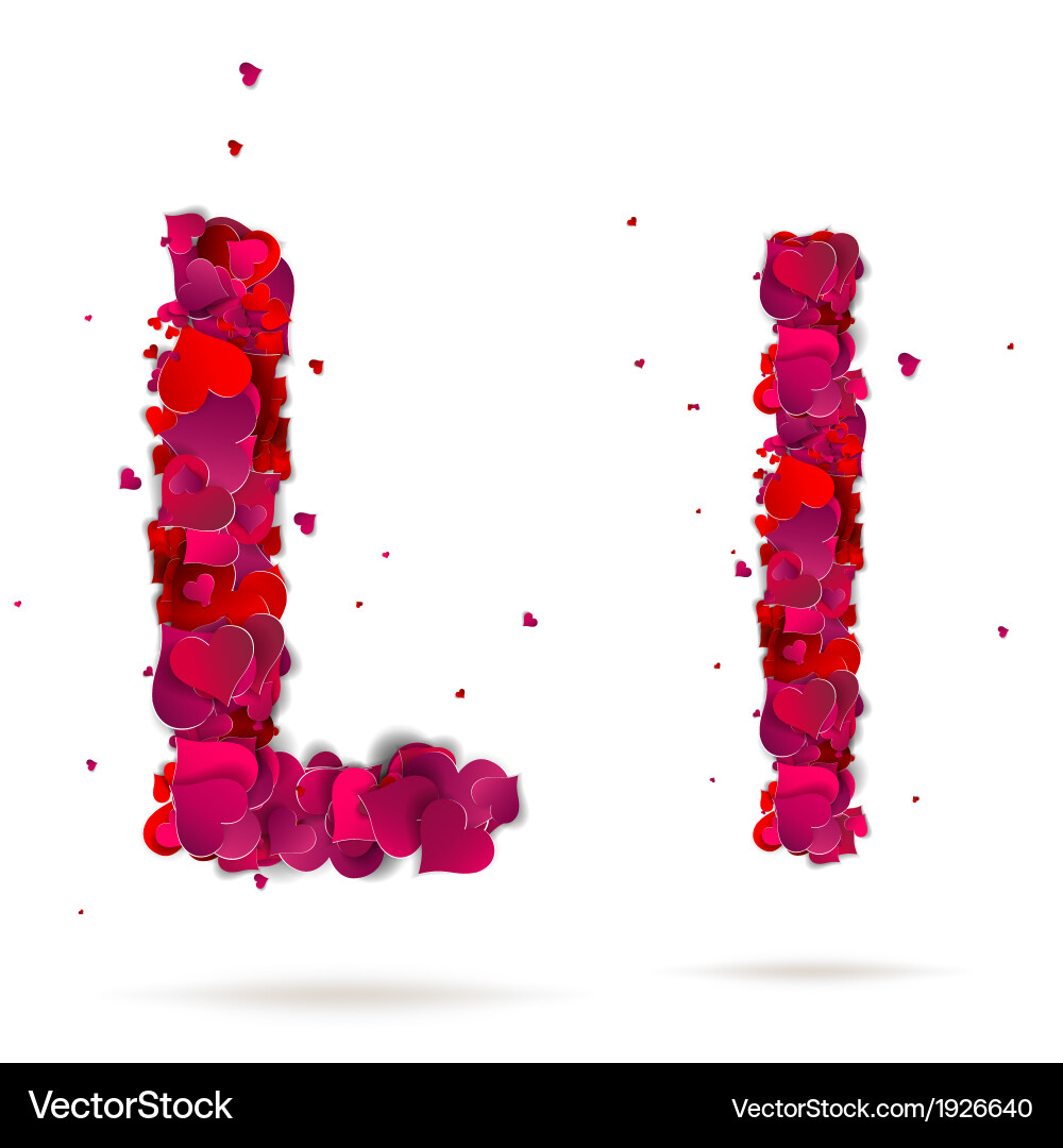 Letter l made from hearts love alphabet Royalty Free Vector