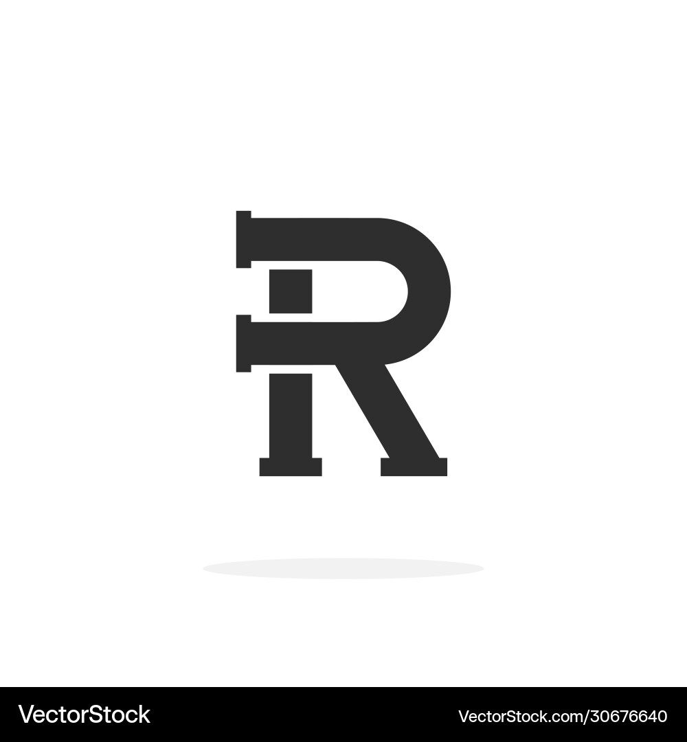 Plumbing pipe letter r Royalty Free Vector Image