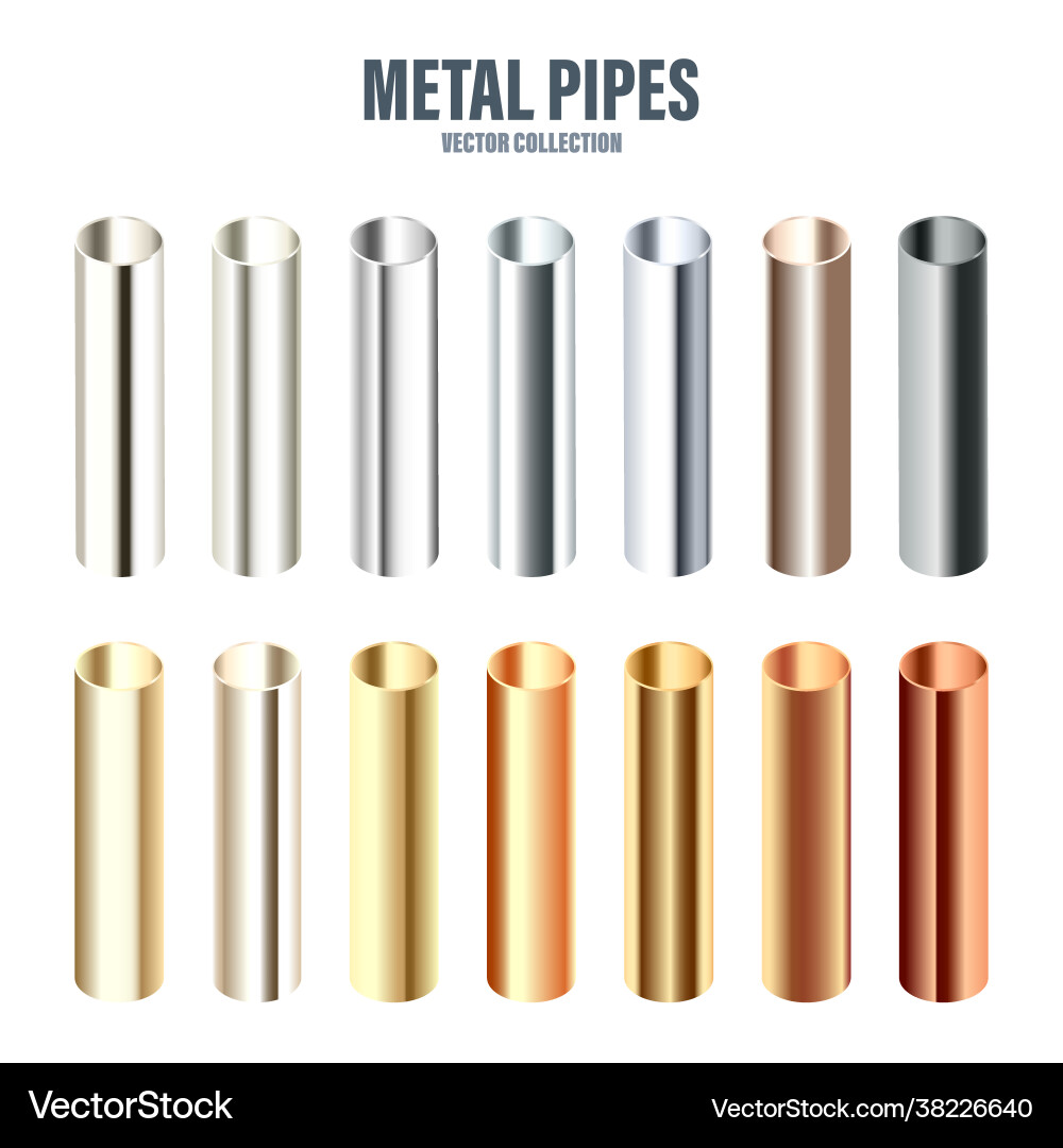Steel and copper pipes collection construction Vector Image
