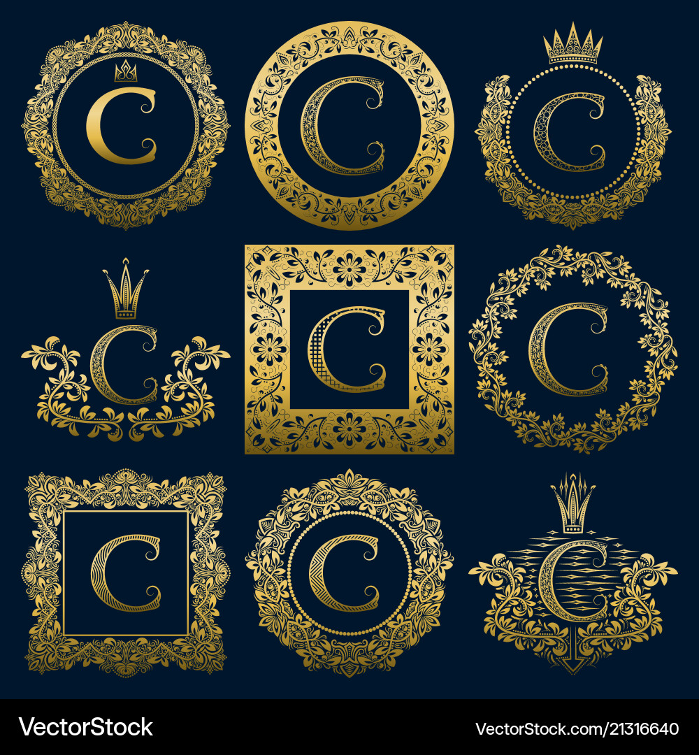 Vintage monograms set of c letter Royalty Free Vector Image