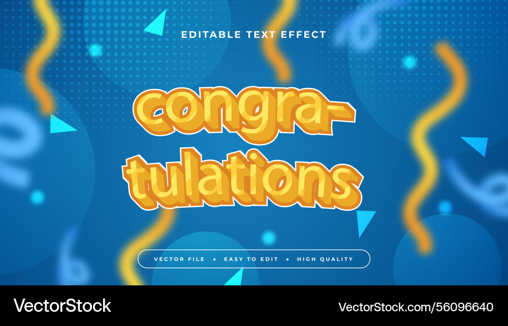 Yellow and blue congratulations 3d editable text Vector Image