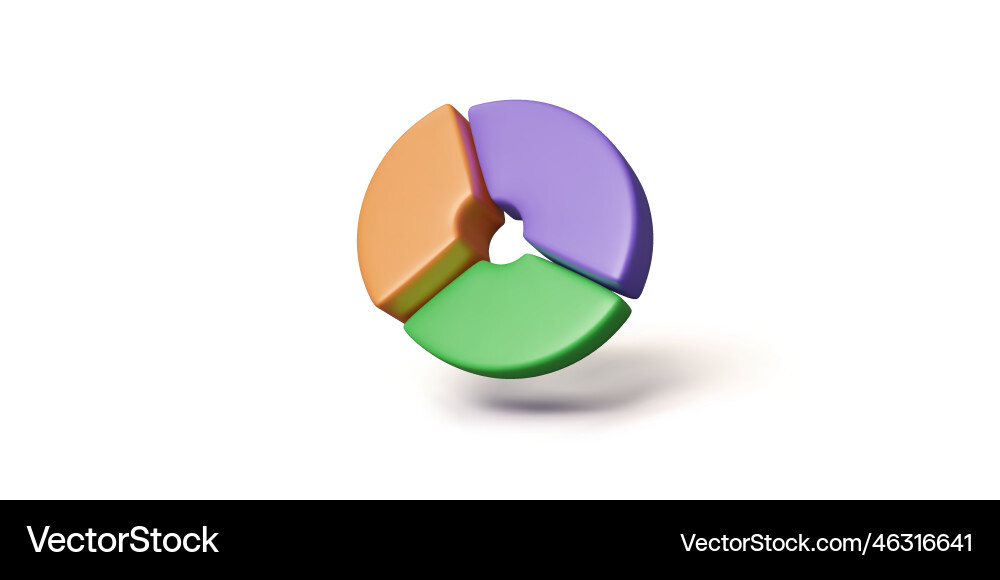 3D Donut Chart - Colorful Pie Graph Royalty Free Vector