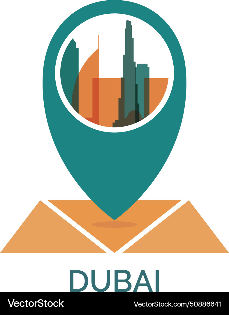 Arab emirates dubai map city pin point Royalty Free Vector