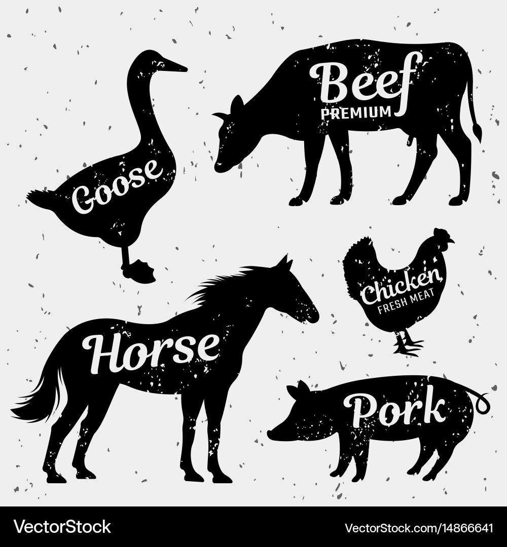 Butchery with quotes monochrome set Royalty Free Vector