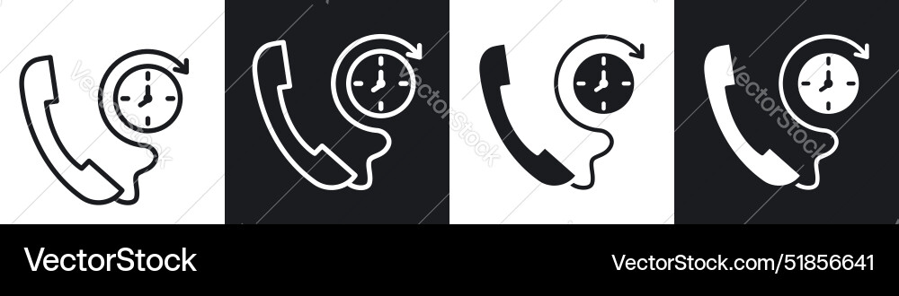 Call duration icon set in black and white filld Vector Image