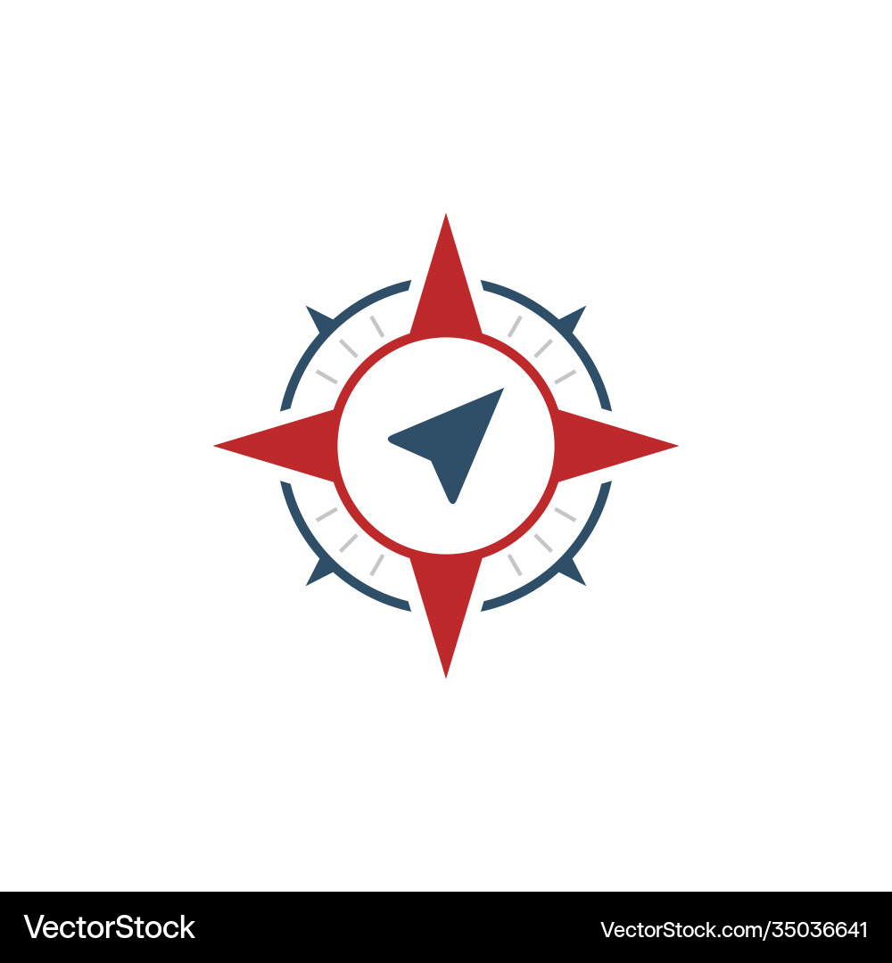 Compass with navigation logo design Royalty Free Vector