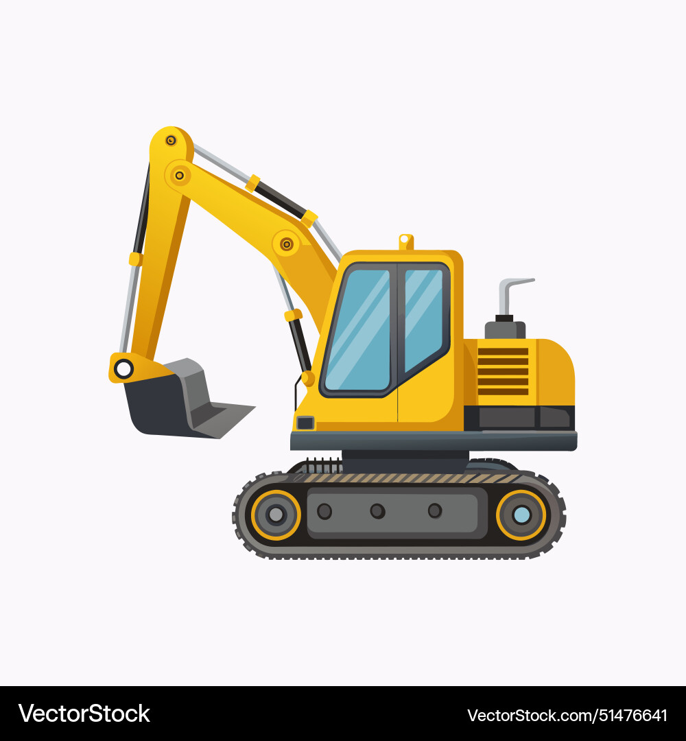Excavator vehicle working realistically flat Vector Image
