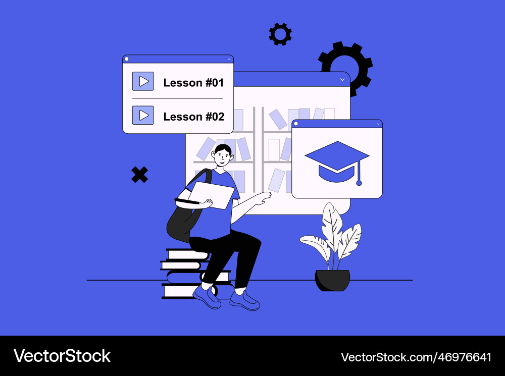 Learning management system web concept Royalty Free Vector