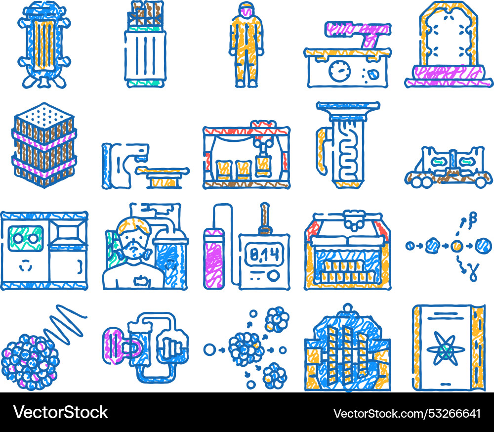 Nuclear energy power reactor icon hand drawn Vector Image