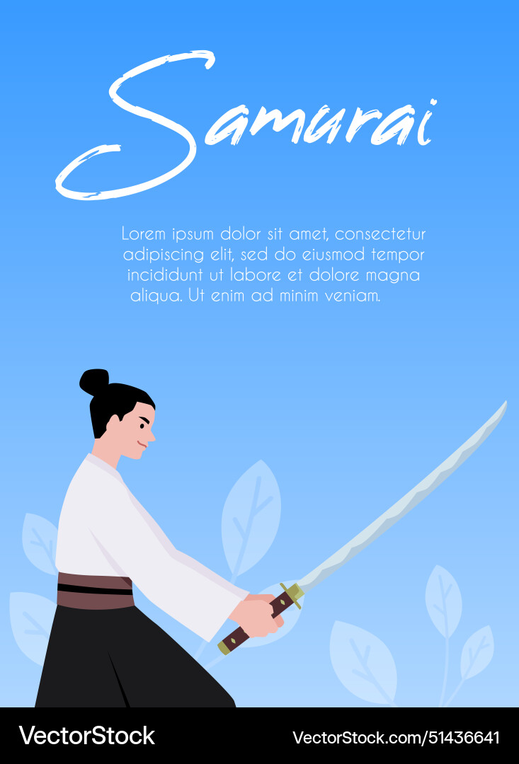 Samurai warrior with sword poster japanese Vector Image