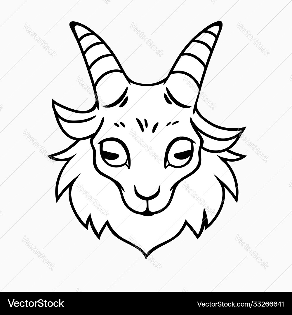 Simplified outline goat head template Royalty Free Vector